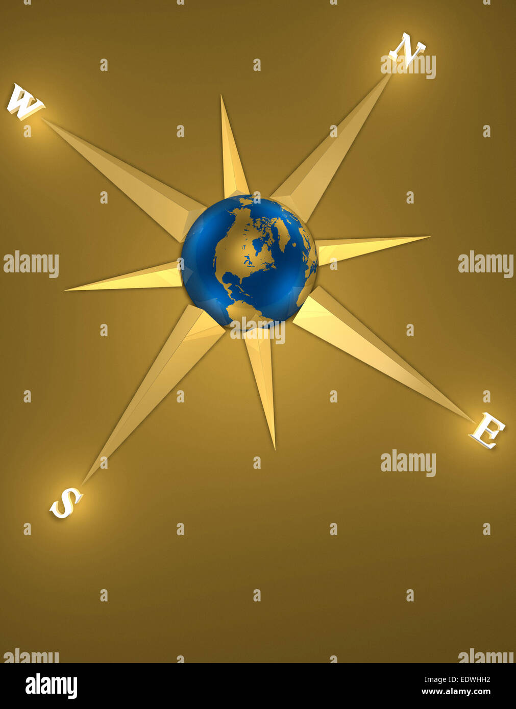 Earth and compass Stock Photo - Alamy