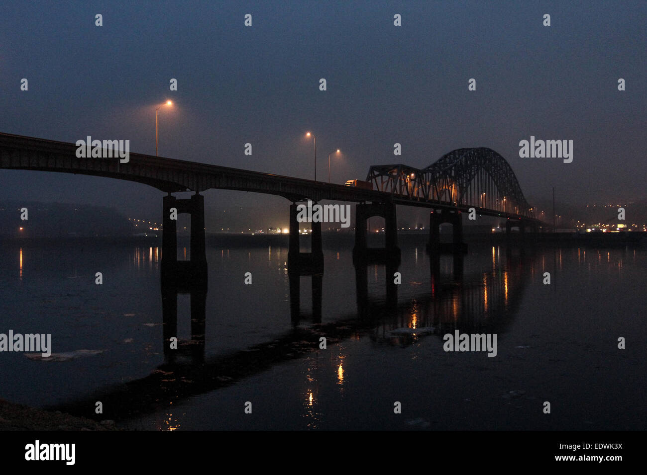 Julien Dubuque Bridge at night Stock Photo - Alamy