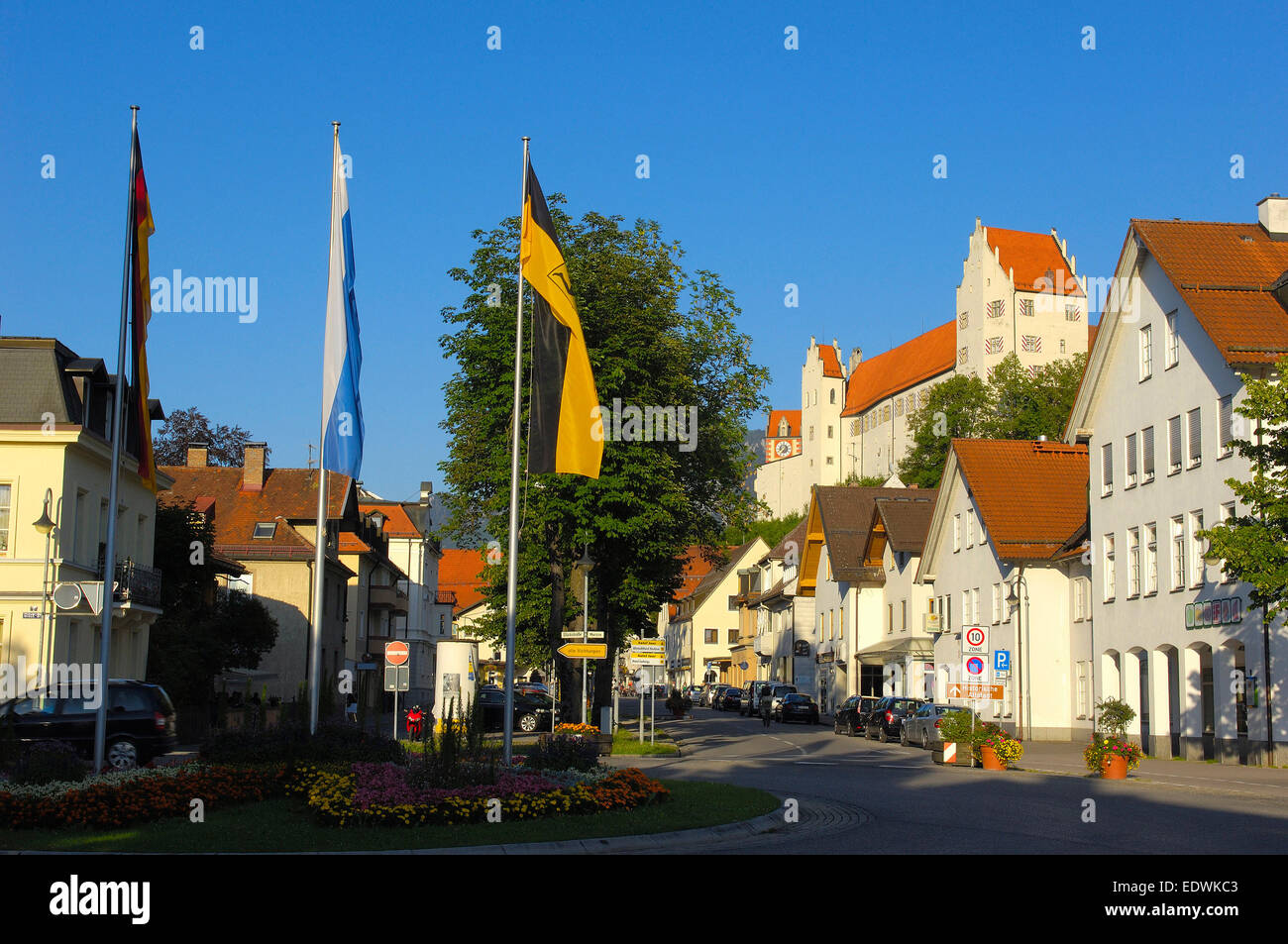 Fussen, Pedestrian zone and Castle, Allgau, Romantische Strasse ...