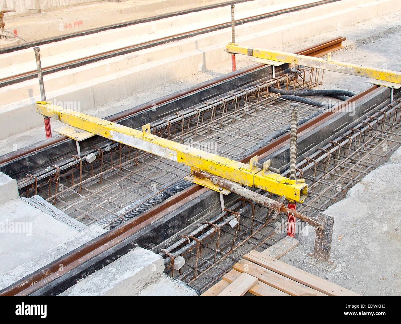 The construction site of new light rail rapid transportation system in ...