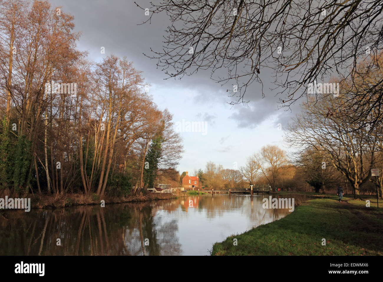 Walsham Lock, Ripley, Surrey, England UK. 10th January 2015. The calm ...