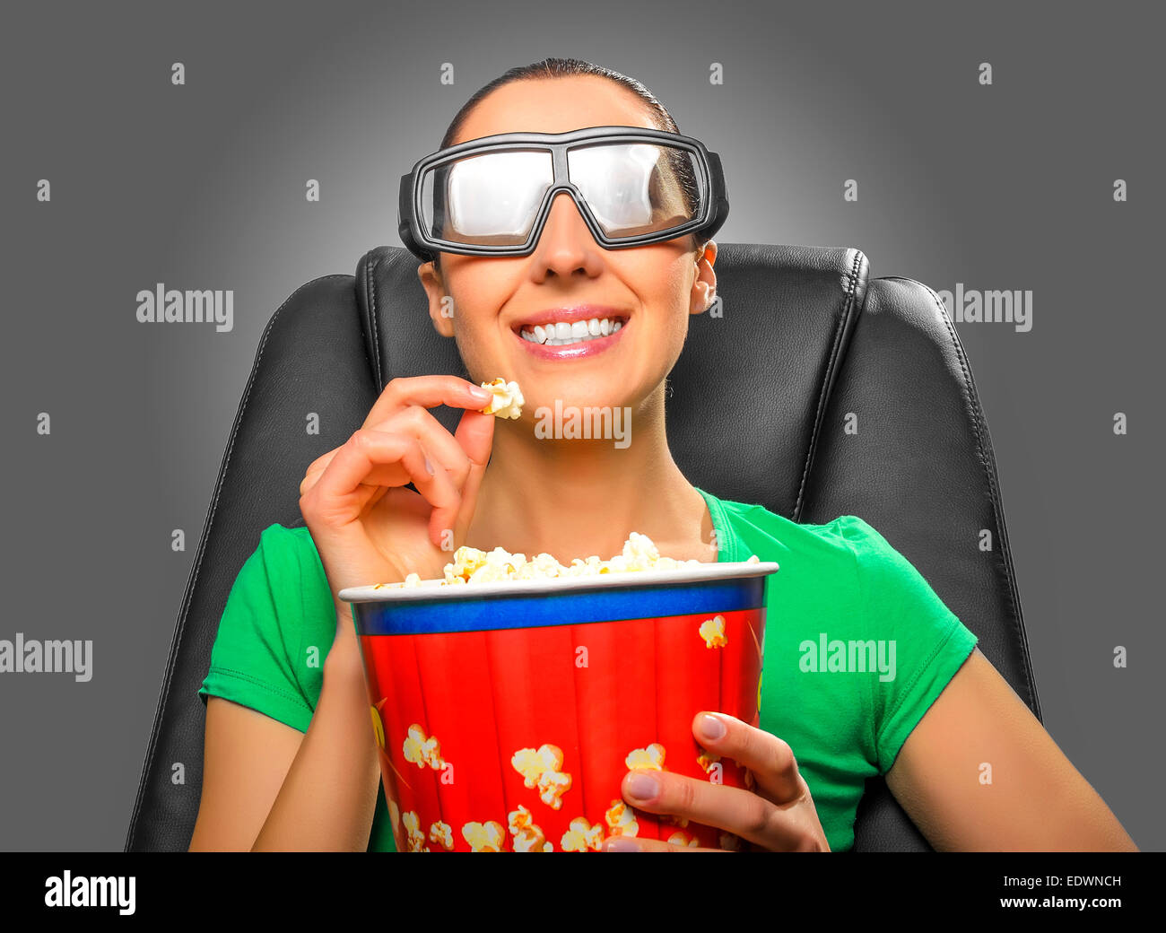 Viewer watching 3D cinema Stock Photo - Alamy