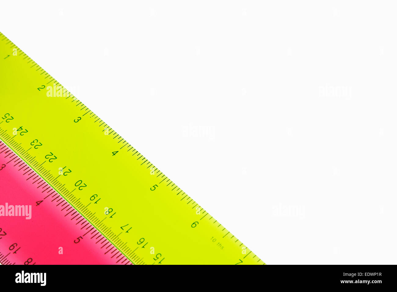 Red and Green shatter proof Rulers isolated on a white background Stock ...