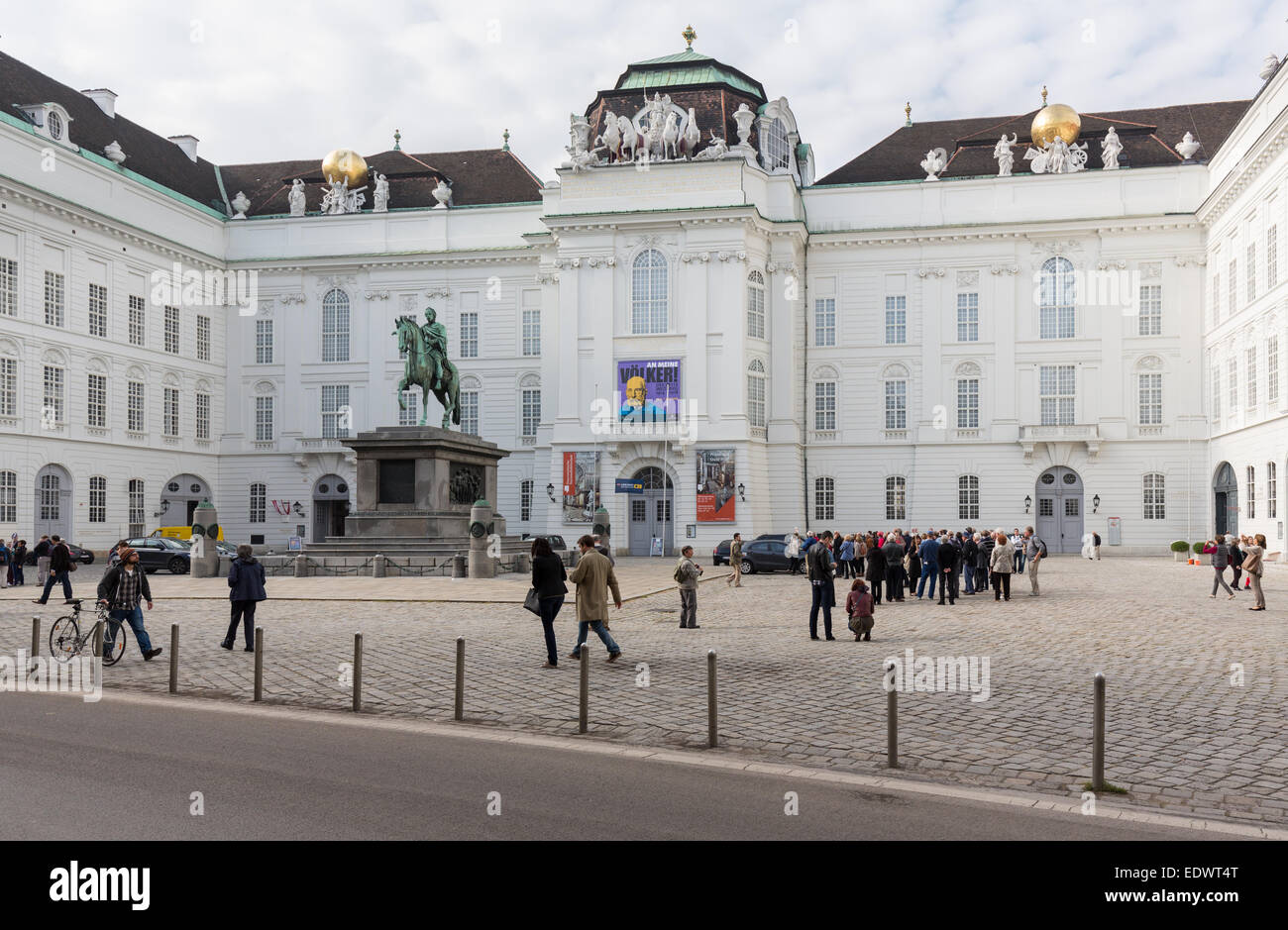Tourists visiting Josefsplatz at the Hofburg Palace in Vienna, Austria ...
