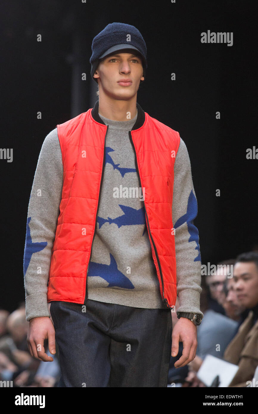 London, UK. 10 January 2015. A model walks the runway at the ...