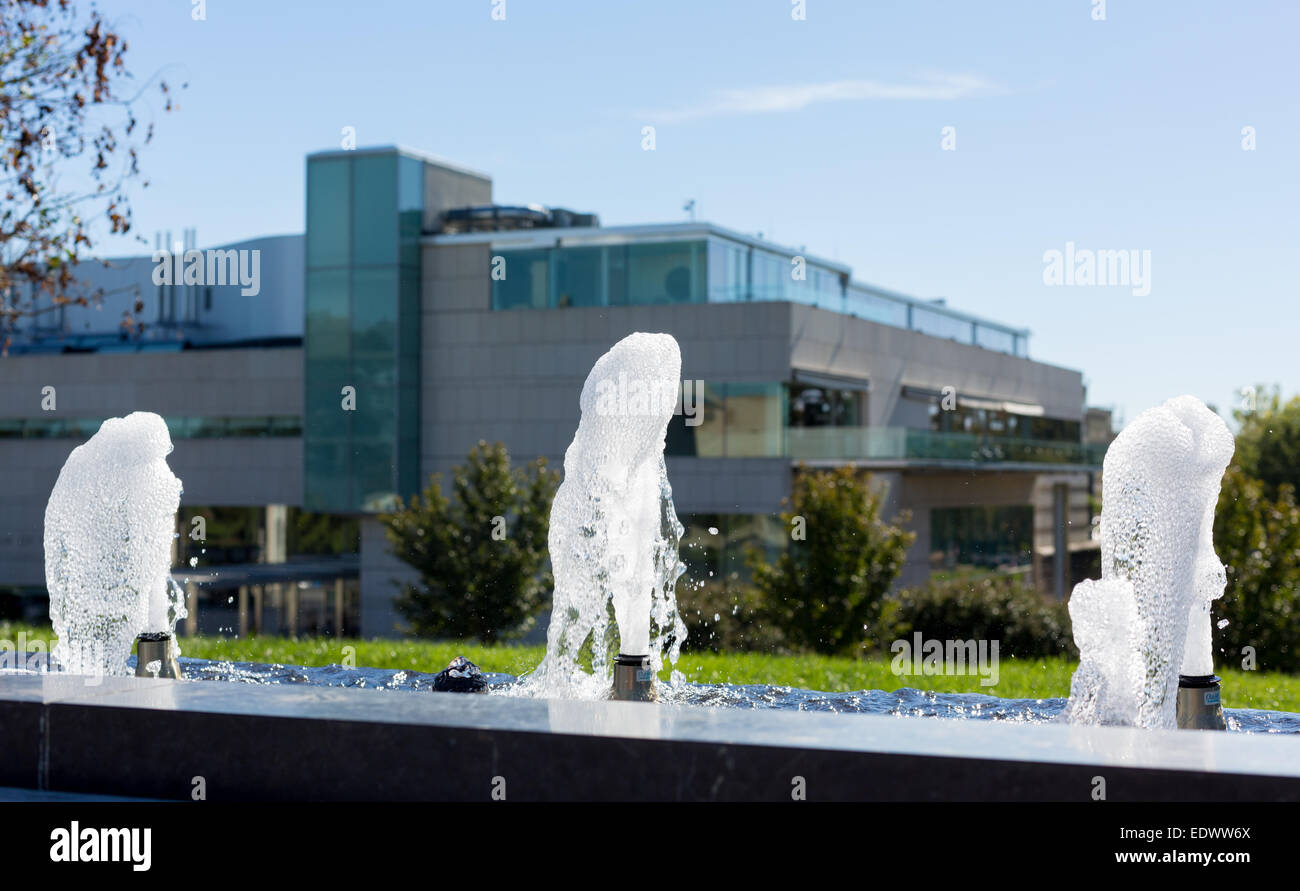 Water feature frames the modern building at the Virginia Museum of Fine ...
