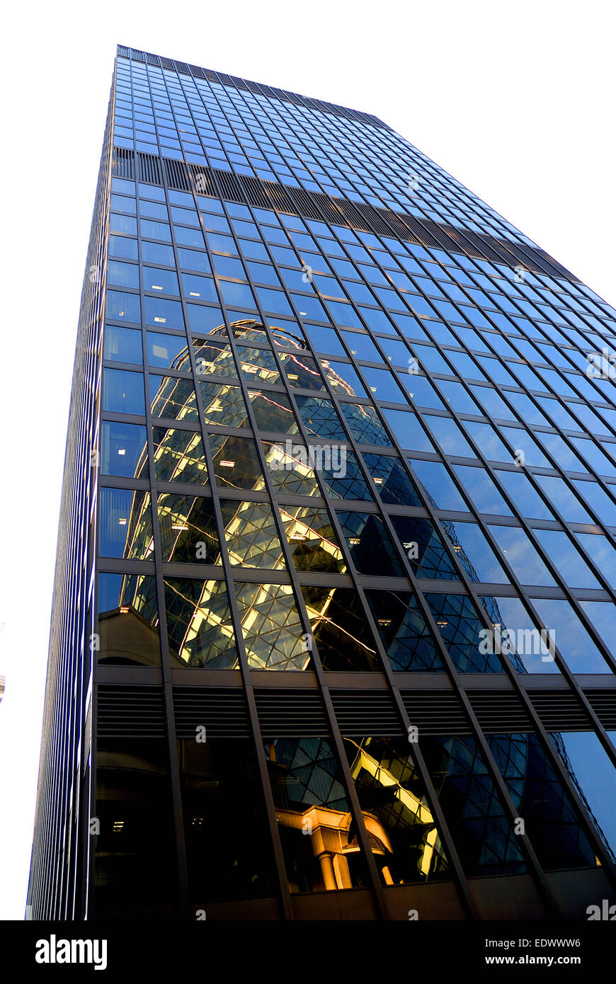 Reflection of The Gherkin in skyscraper windows / London financial ...