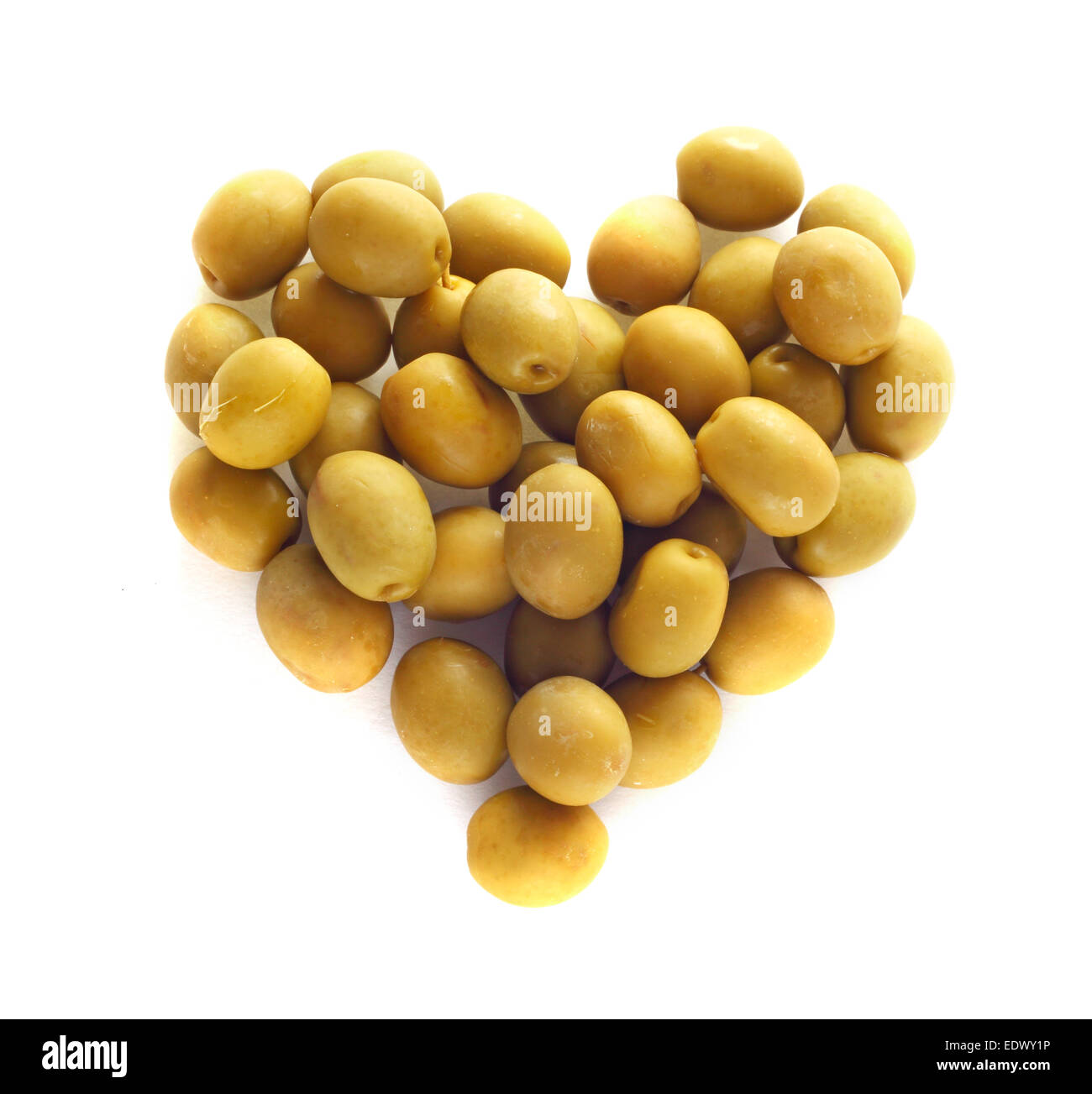 Olives in heart shape isolated on white background Stock Photo - Alamy