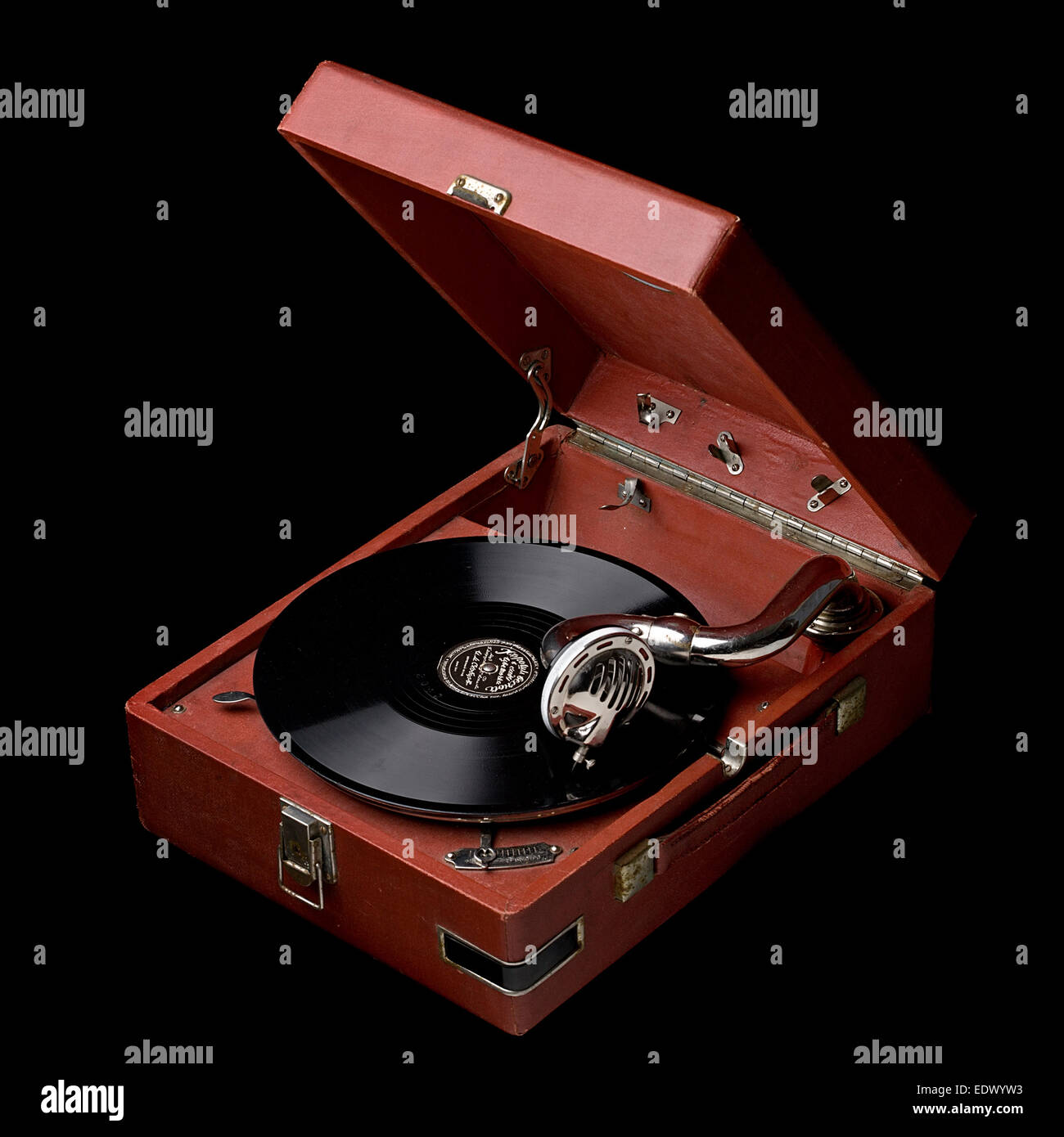 gramophone with old vinyl record full-size closeup view Stock Photo - Alamy