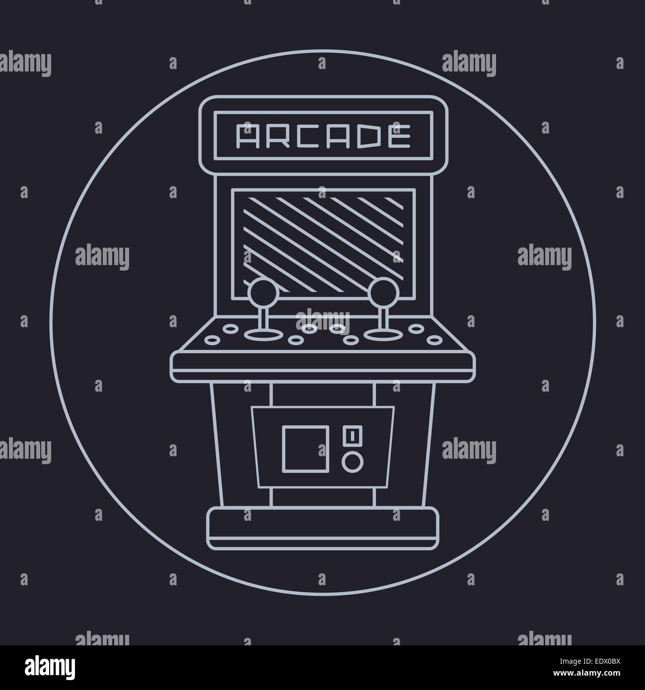pixel art style simple line drawing of arcade cabinet isolated vintage ...