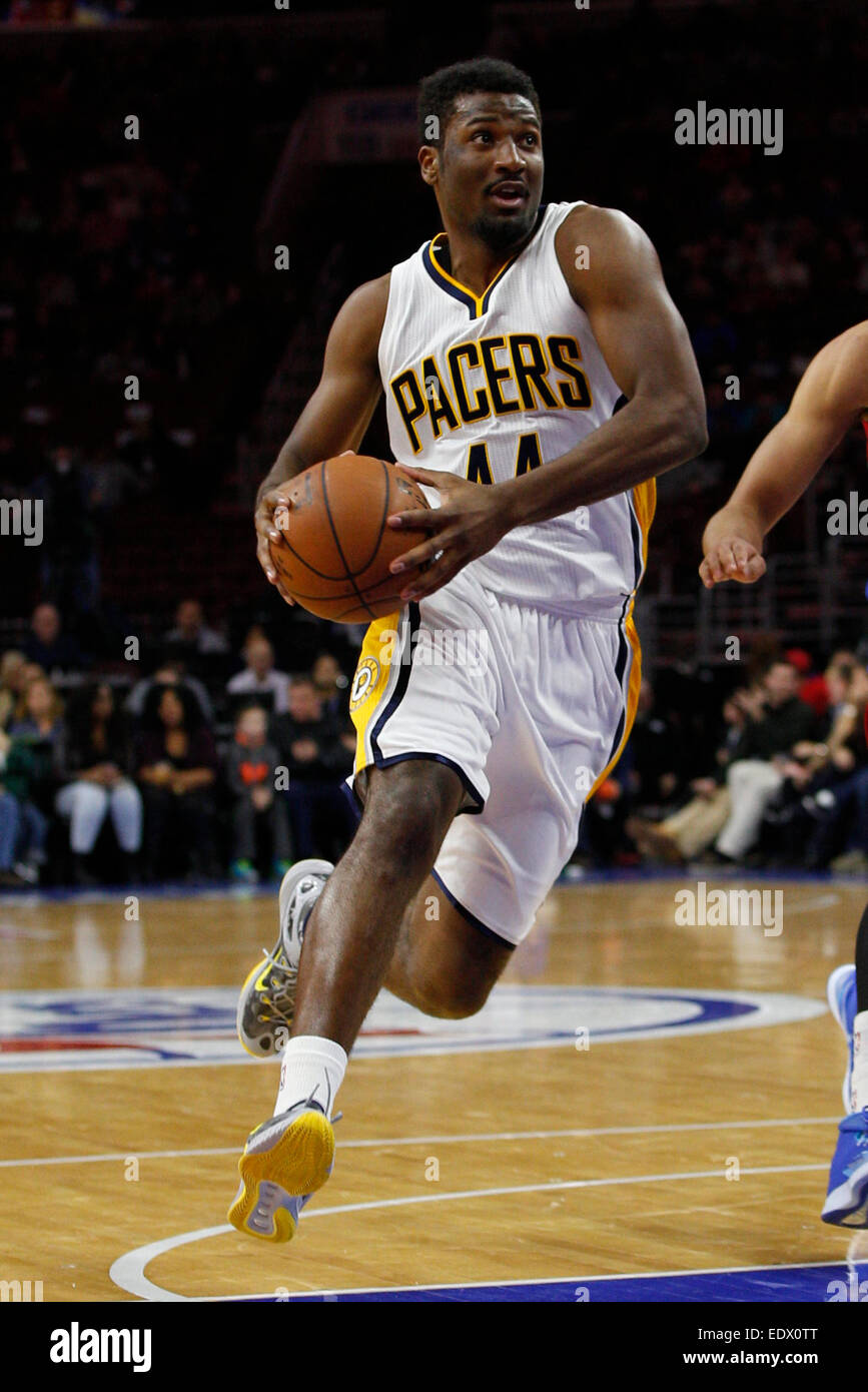 Philadelphia, Pennsylvania, USA. 10th Jan, 2015. Indiana Pacers forward ...
