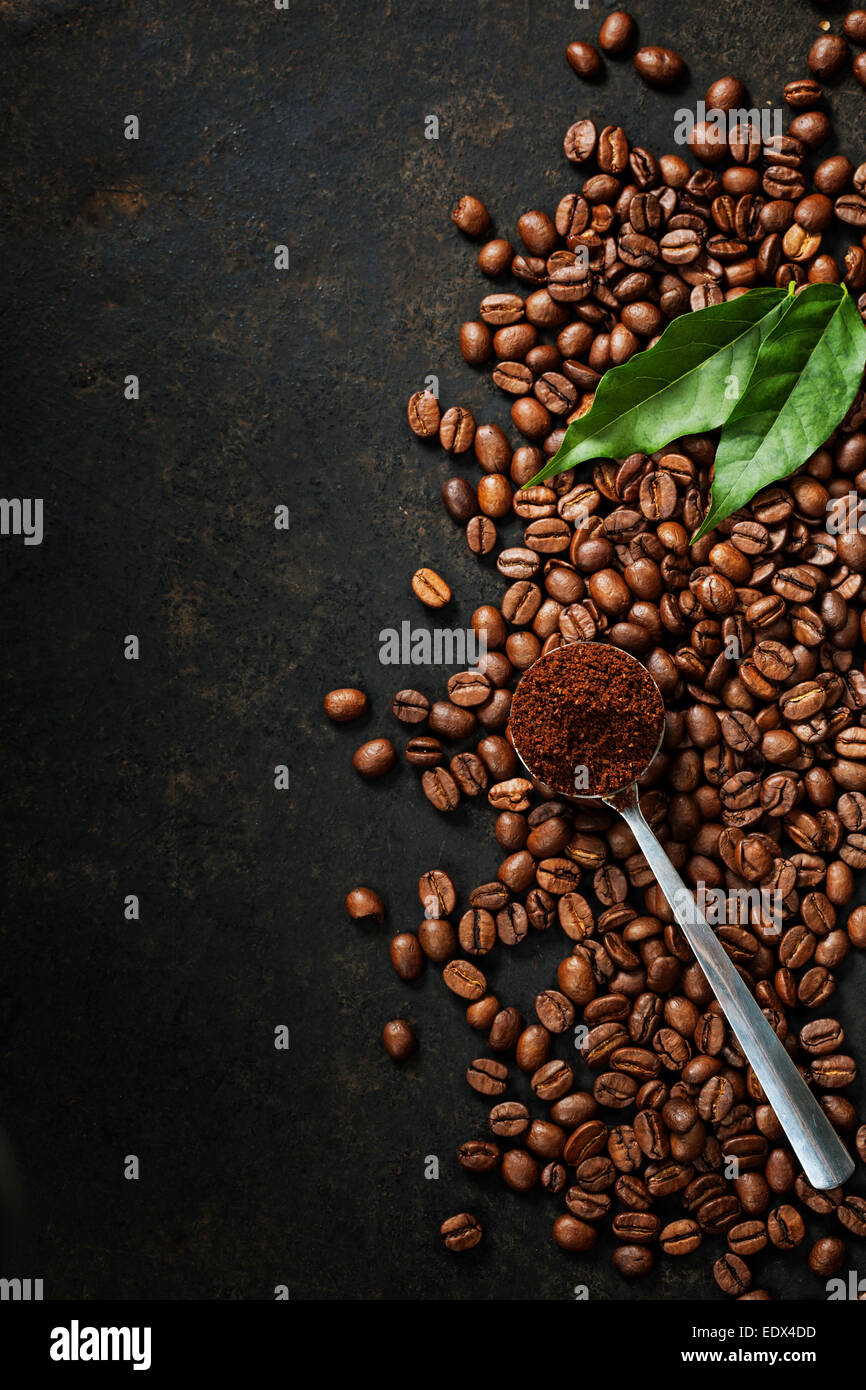 Coffee on grunge dark background Stock Photo - Alamy