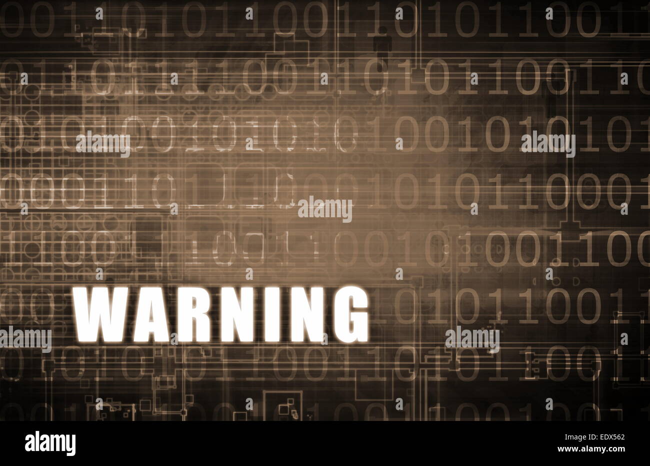 Warning on a Digital Binary Warning Abstract Stock Photo - Alamy