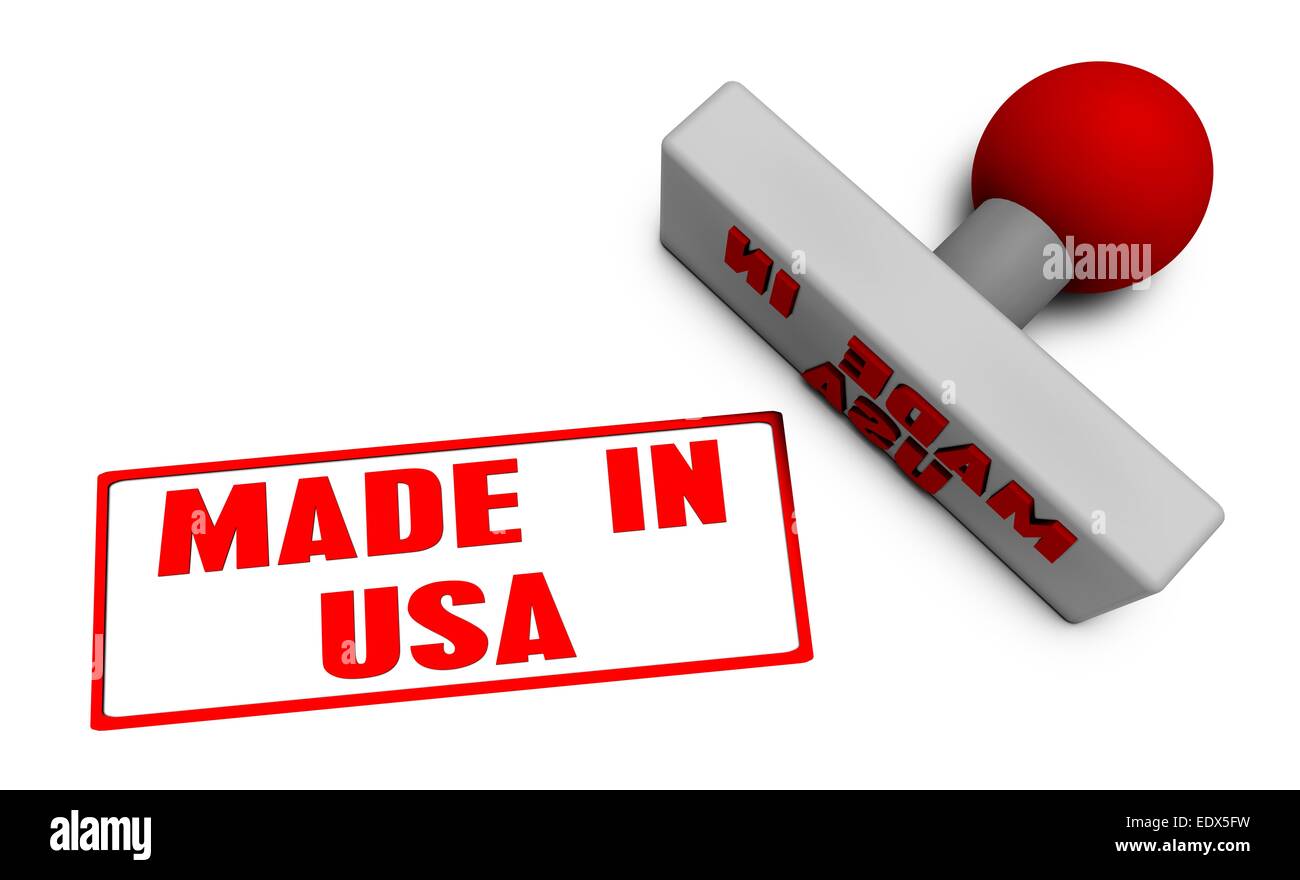 Made in USA Stamp or Chop on Paper Concept in 3d Stock Photo - Alamy
