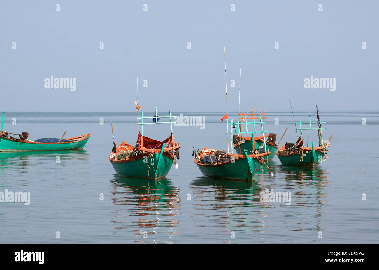 Small fishing boats at the port - Kep, Cambodia, Asia Stock Photo - Alamy