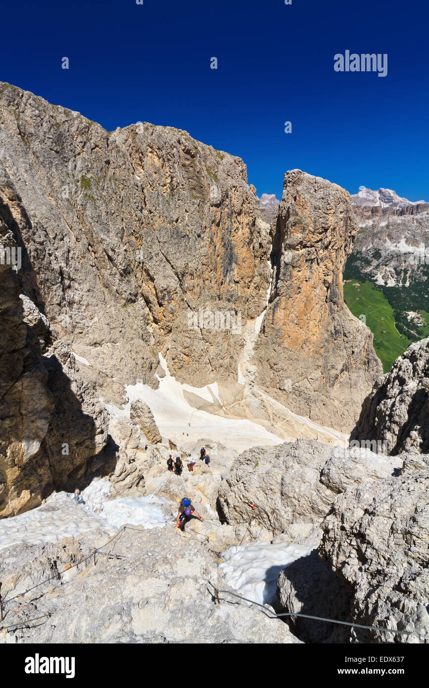 summer landscape of Setus Valley and high Badia valley from Sella mount ...