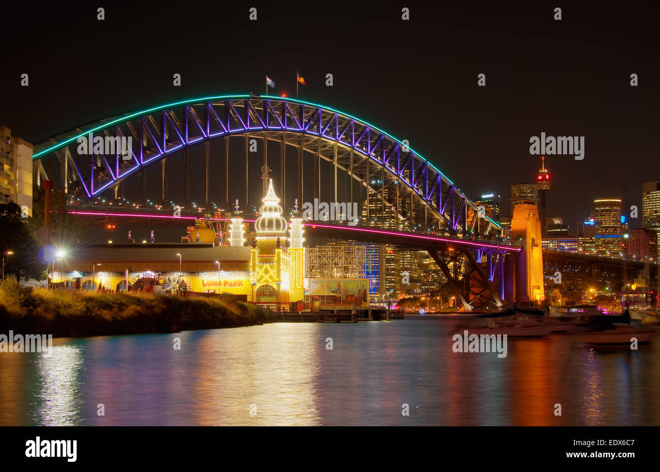 Luna Park and Harbour Bridge, Sydney, New South Wales, Australia Stock ...