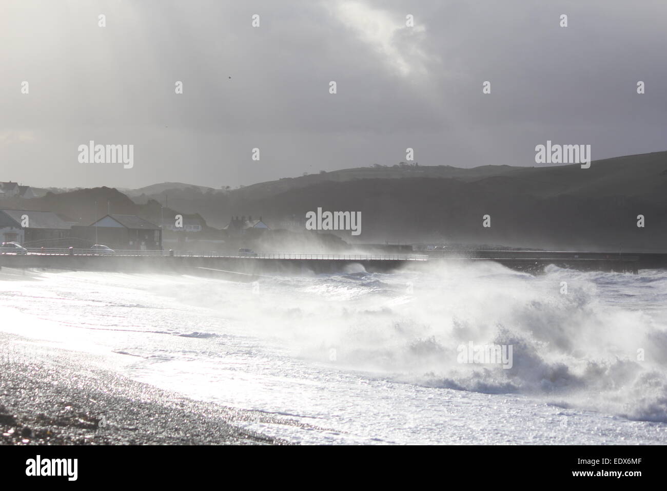 Aberystwyth west Wales UK.. Gale force winds & angry seas batter the ...