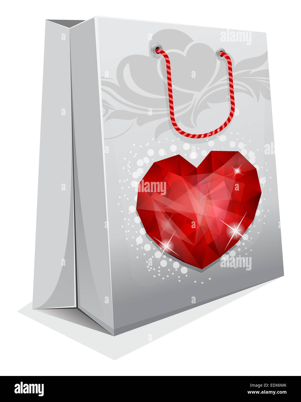 Vector illustration of paper bag with gem heart Stock Photo - Alamy