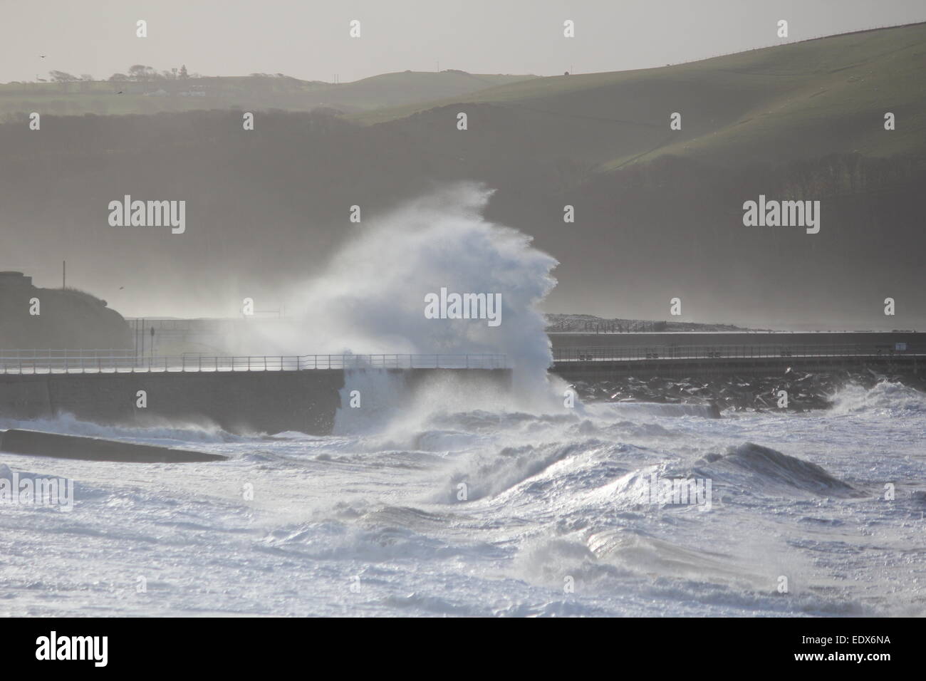 Aberystwyth west Wales UK.. Gale force wins & angry winds batter the ...