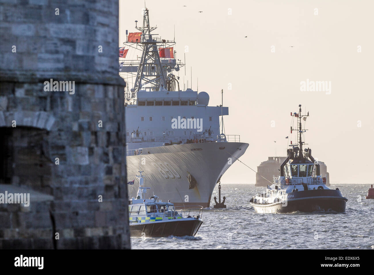 The Chinese Naval replenishment ship Chaohu passes the Round Tower as ...