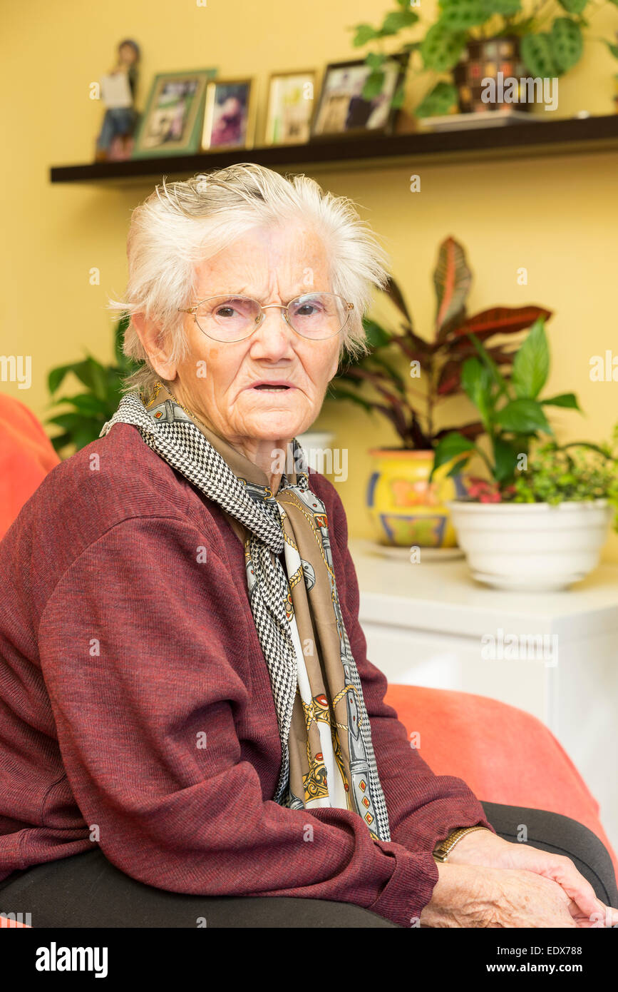 portrait of a grandmother at home Stock Photo - Alamy