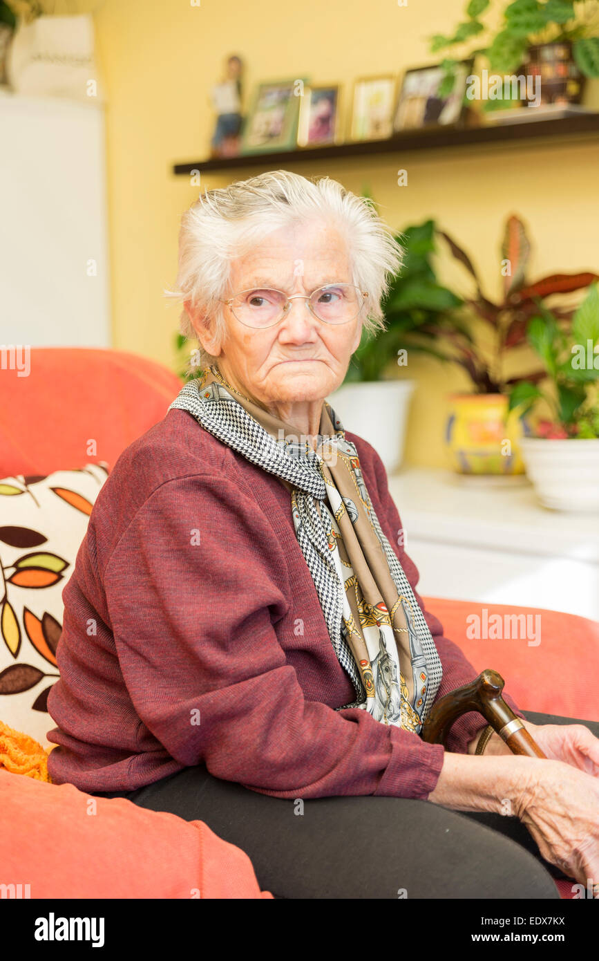 portrait of a grandmother at home Stock Photo - Alamy