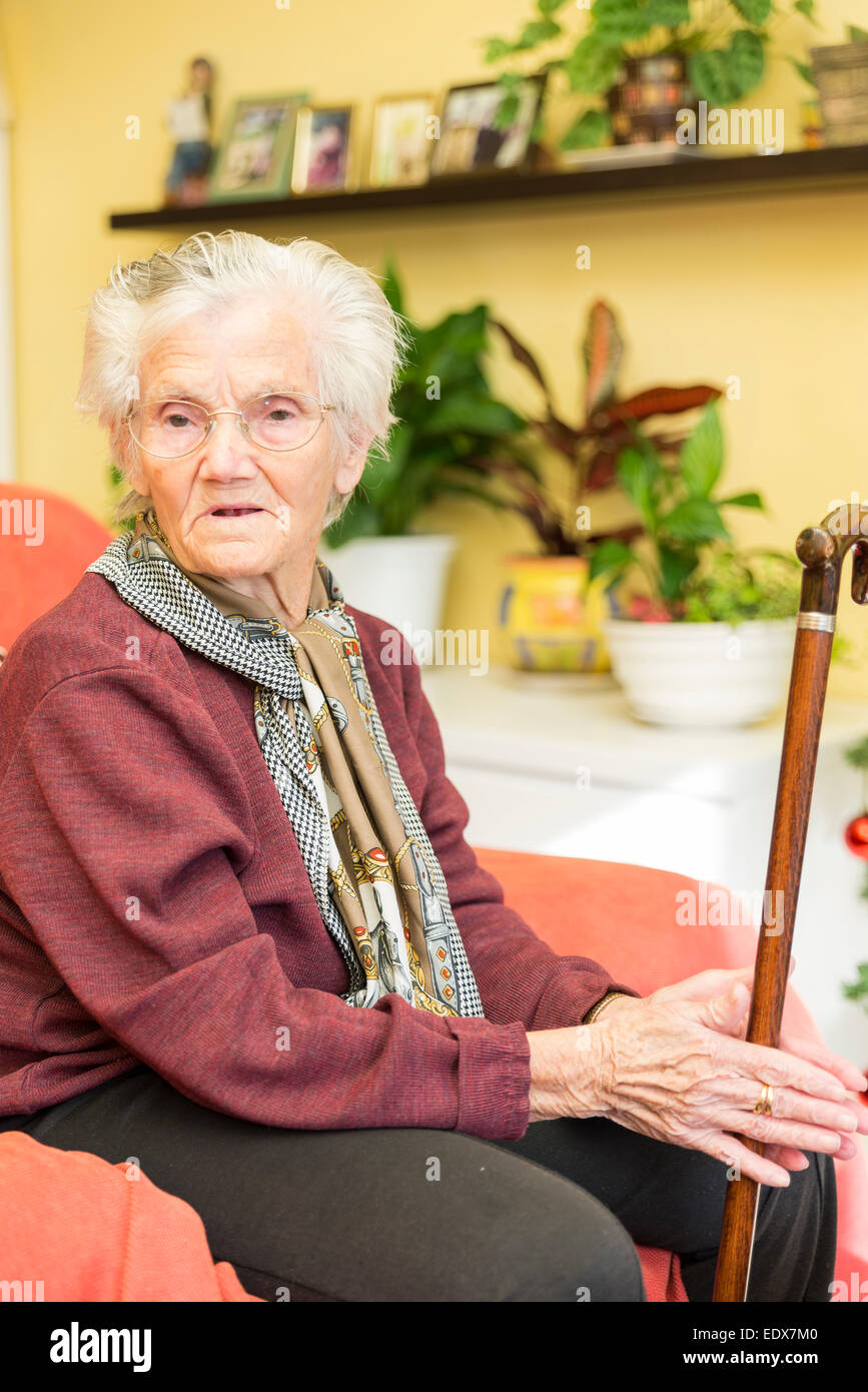 portrait of a grandmother at home Stock Photo - Alamy