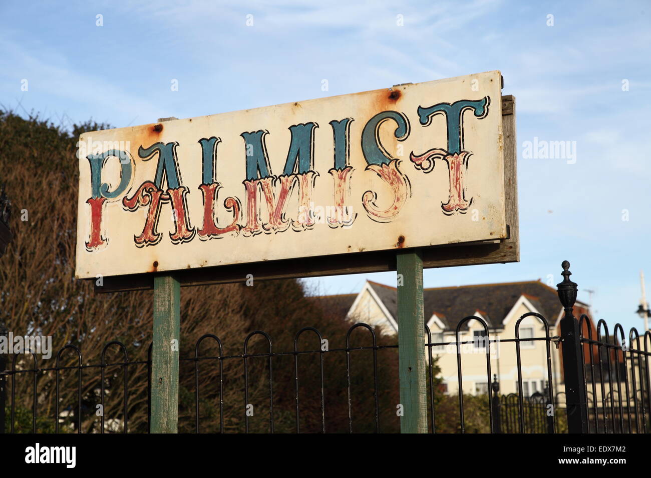 Palmist sign in Bognor Regis Stock Photo - Alamy