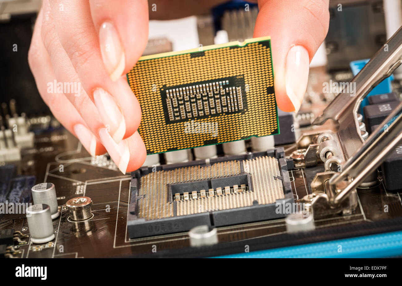 Modern processor and motherboard for a home computer Stock Photo - Alamy