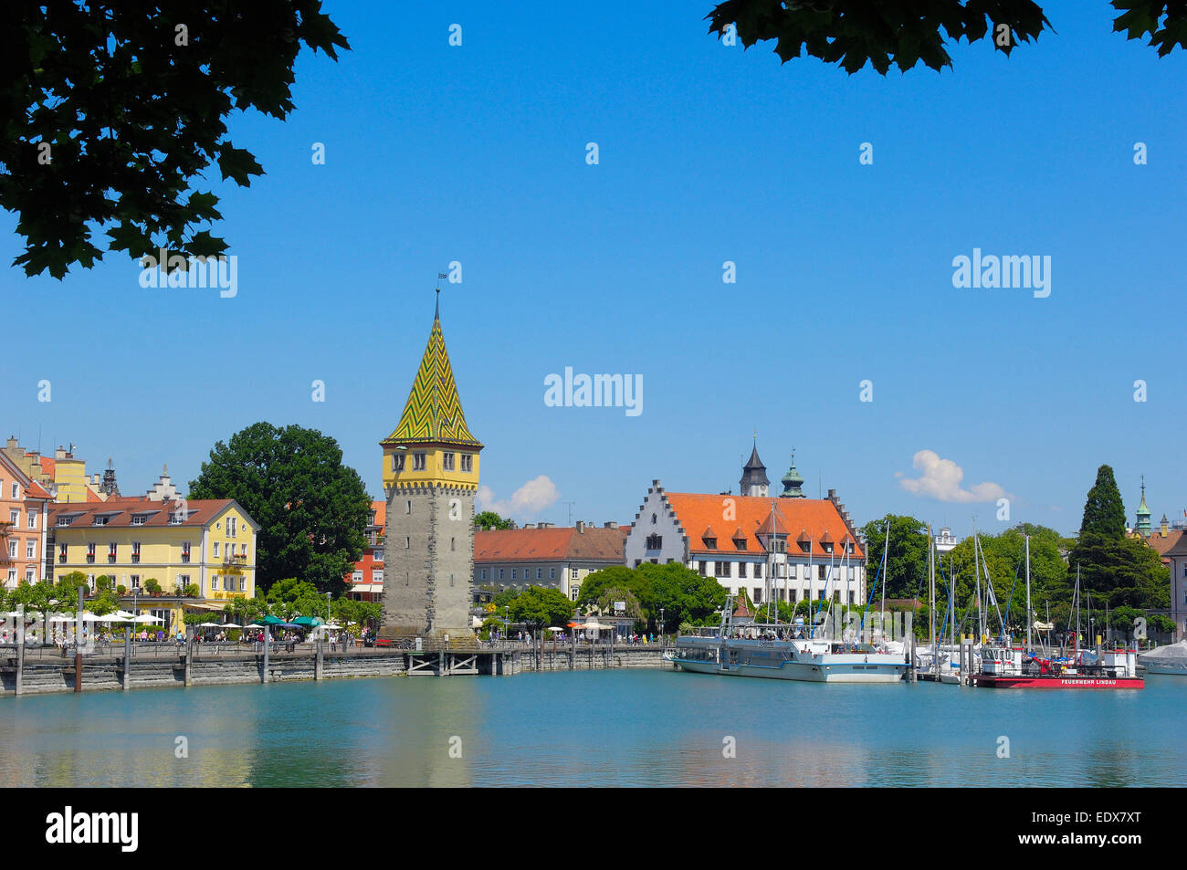 Lindau, Allgau, Lake constance, Bodensee, Harbour, Mangturm tower, old ...