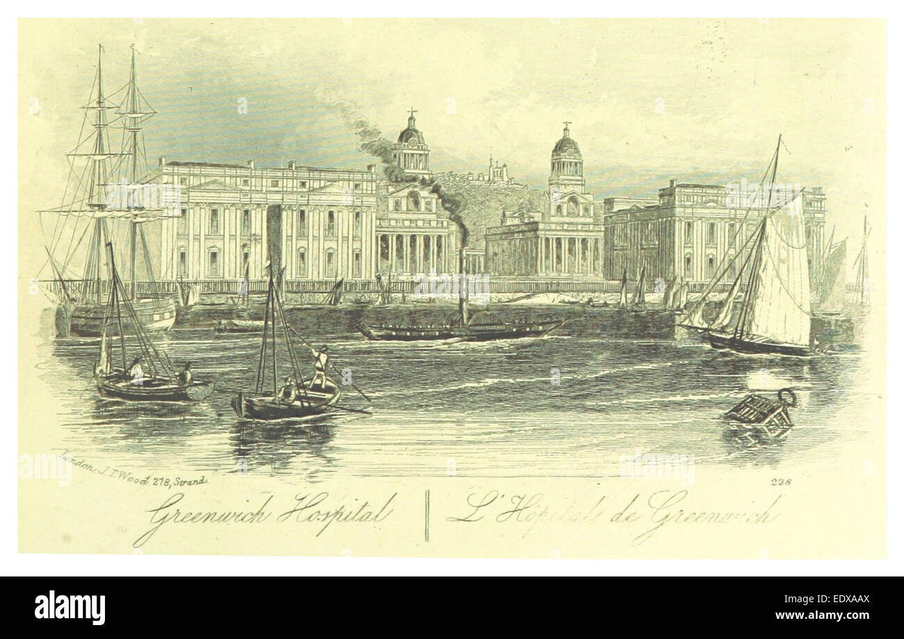 This 1872 illustration shows Greenwich Hospital in London, a historic ...