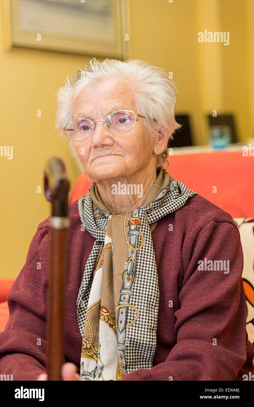 portrait of a grandmother at home Stock Photo - Alamy