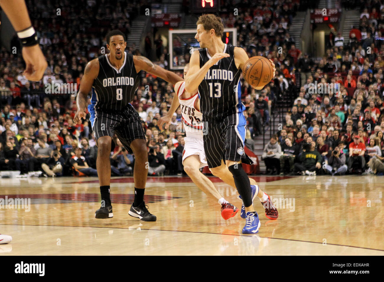 Jan. 10, 2015 - LUKE RIDNOUR (13) controls the ball. The Portland Trail ...