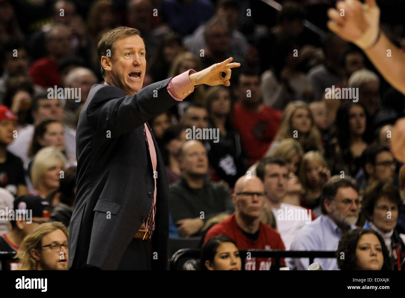 TERRY STOTTS coaches from the sidelines. The Portland Trail Blazers ...