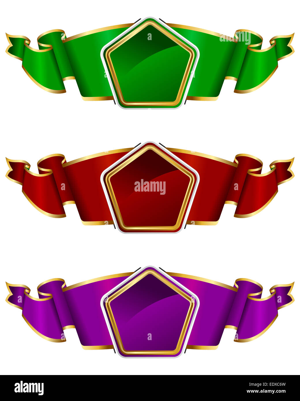 Collection frame with ribbon in 3 color on white Stock Photo - Alamy