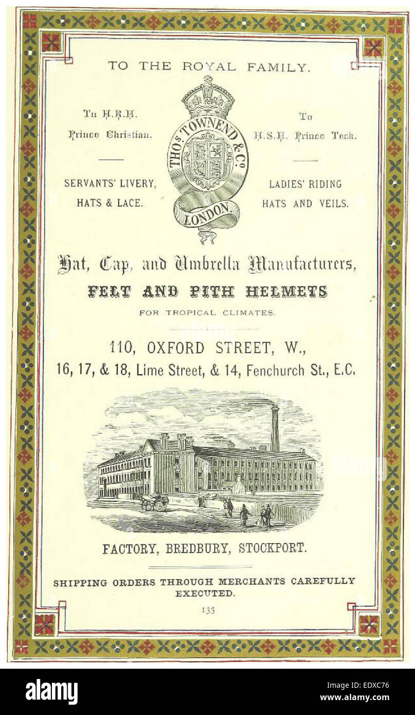 The 1851 advertisement by Thomas Townend & Co., as featured in *London ...