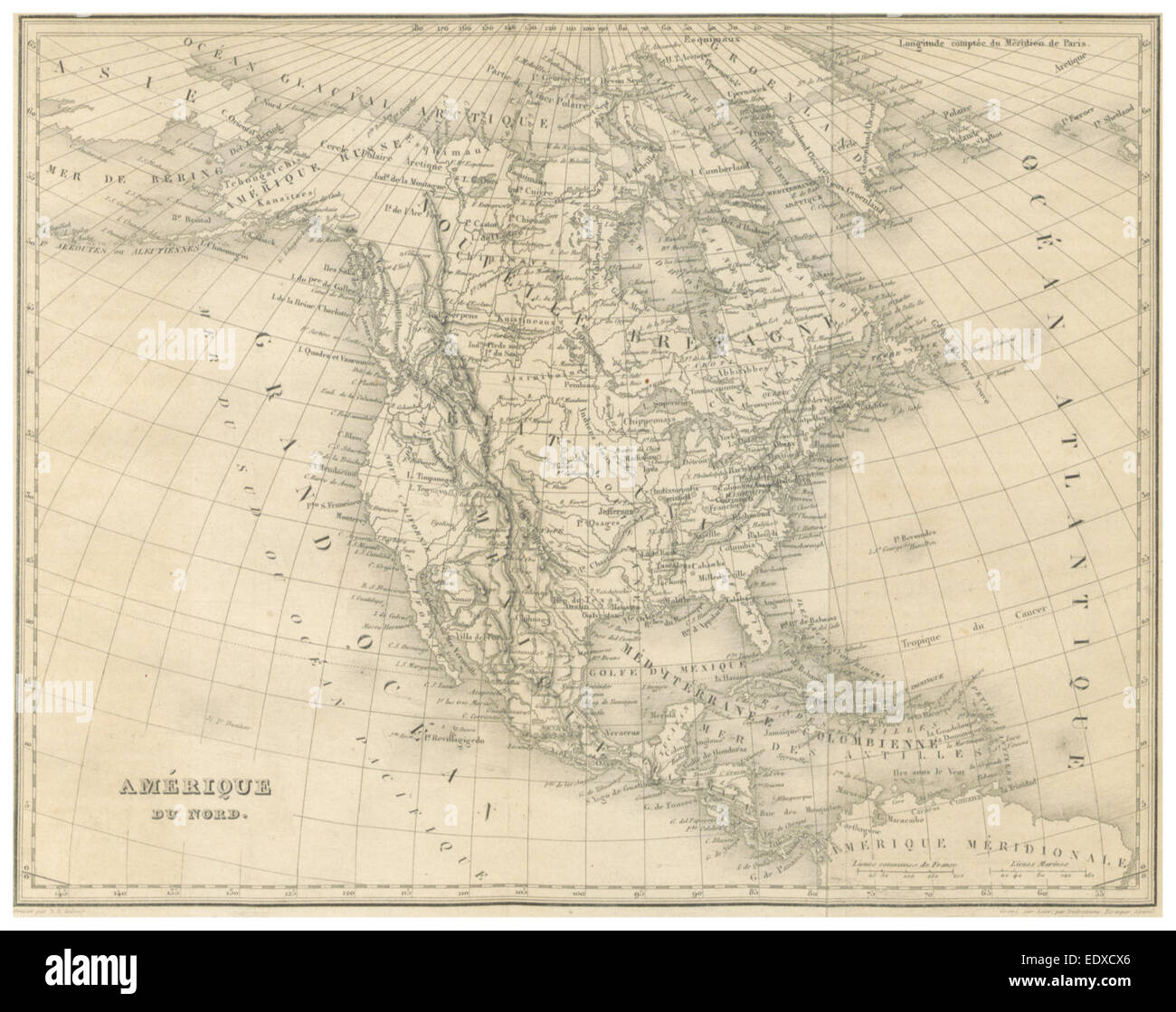 MALTE-BRUN(1856) 5.687 AMERIQUE DU NORD Stock Photo - Alamy