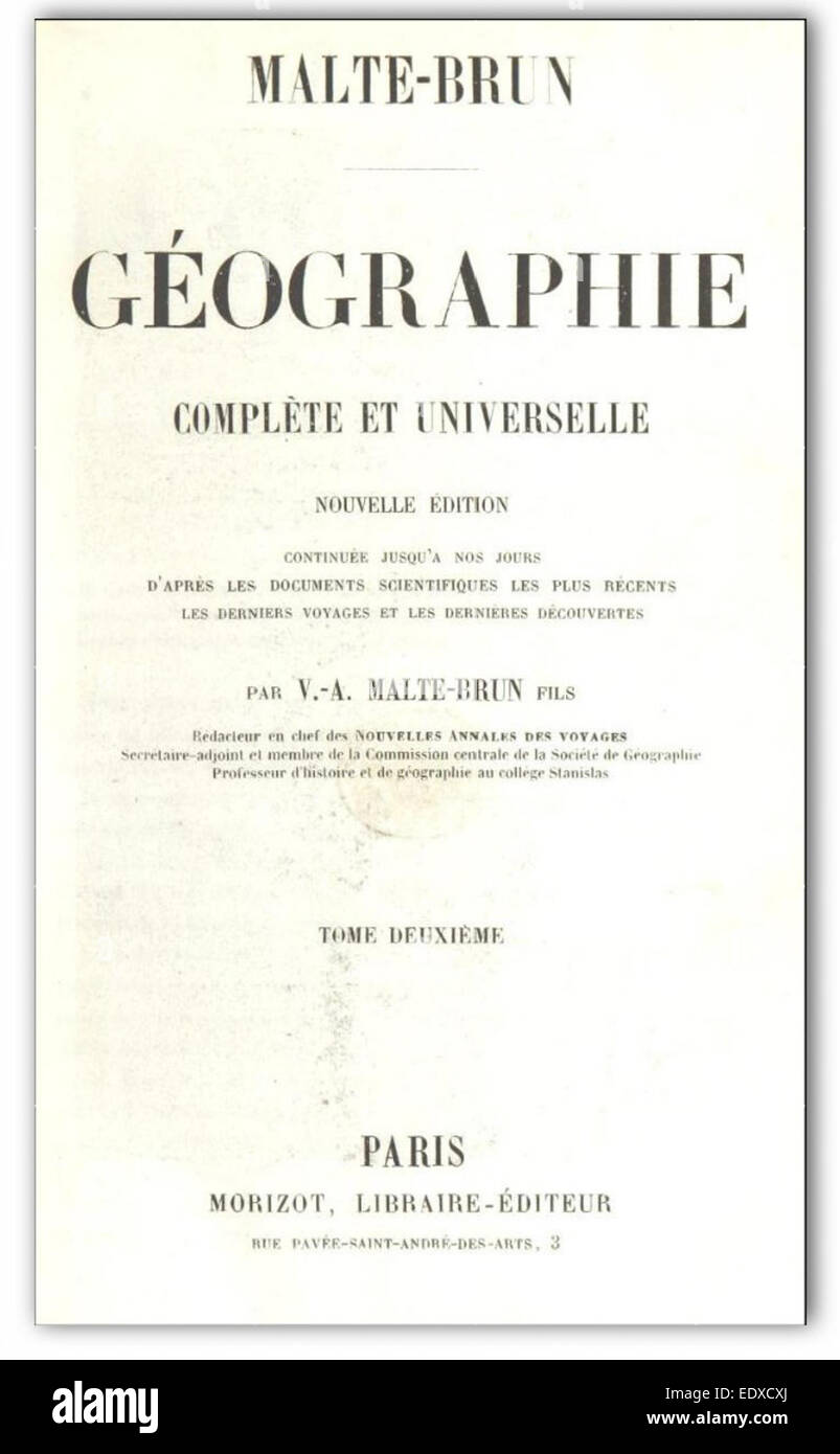 Malte-Brun(1856) GC3A9ographie complC3A8te et universelle Vol.2 Stock ...