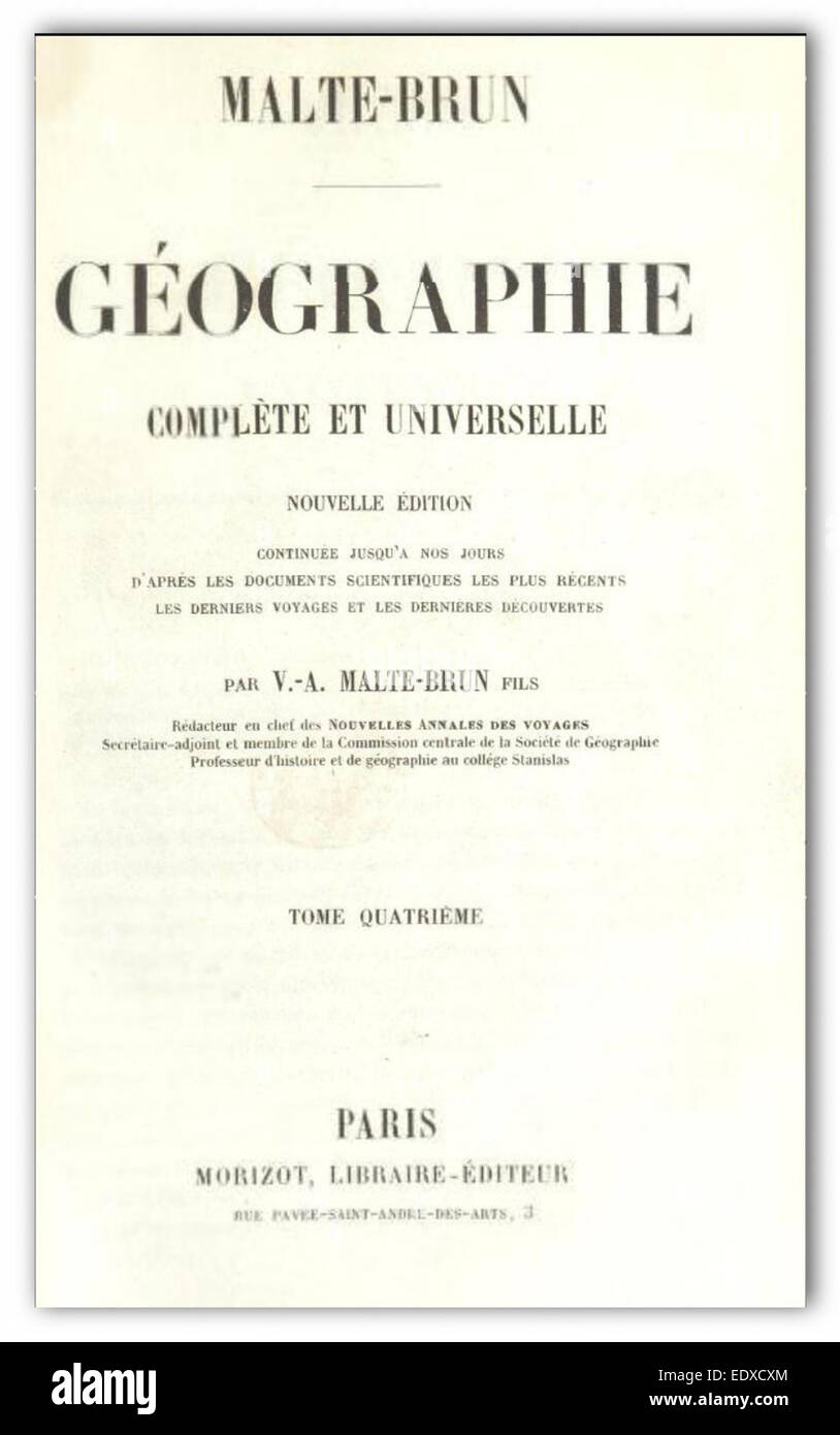 Malte-Brun(1856) GC3A9ographie complC3A8te et universelle Vol.4 Stock ...