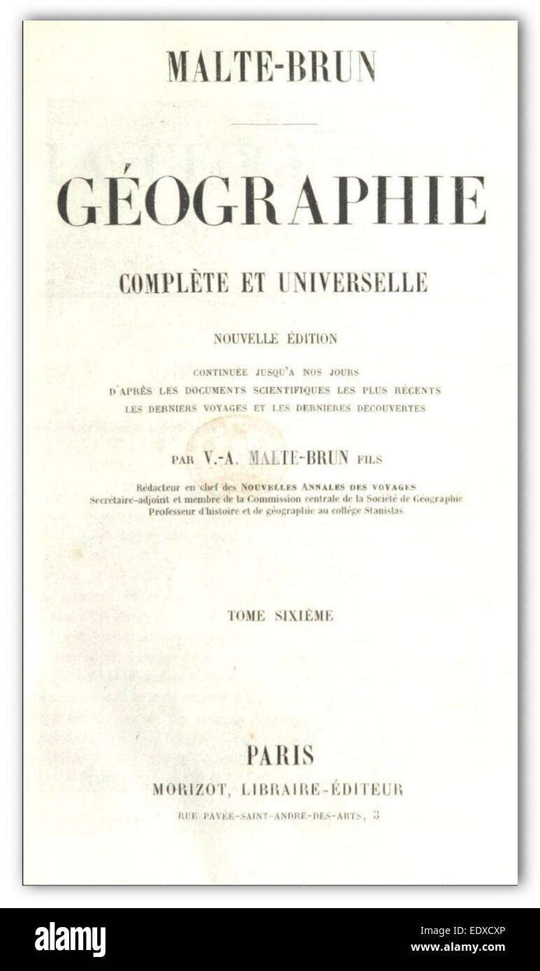 Malte-Brun(1856) GC3A9ographie complC3A8te et universelle Vol.6 Stock ...