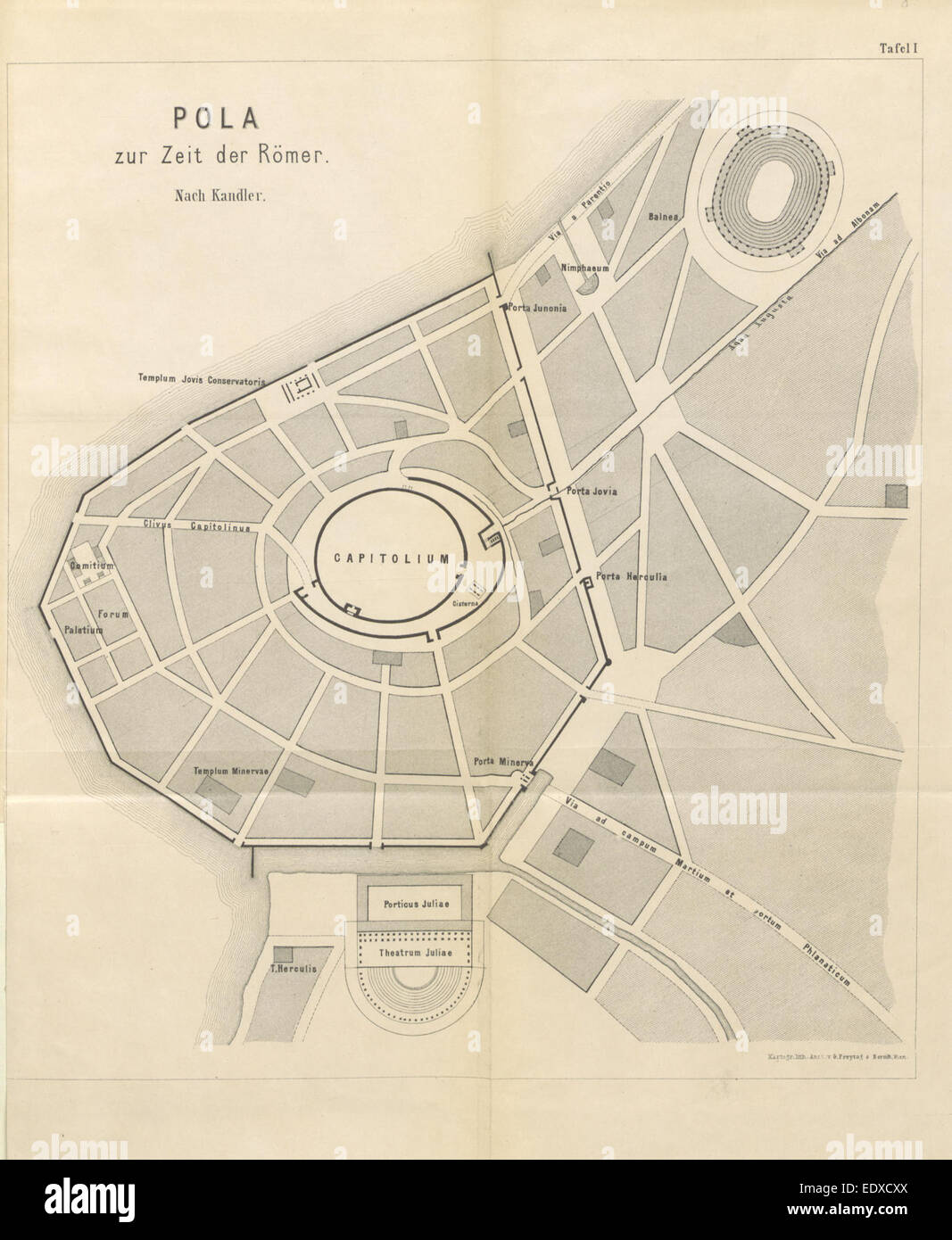 An 1886 illustration showing Pola (modern-day Pula, Croatia) during ...