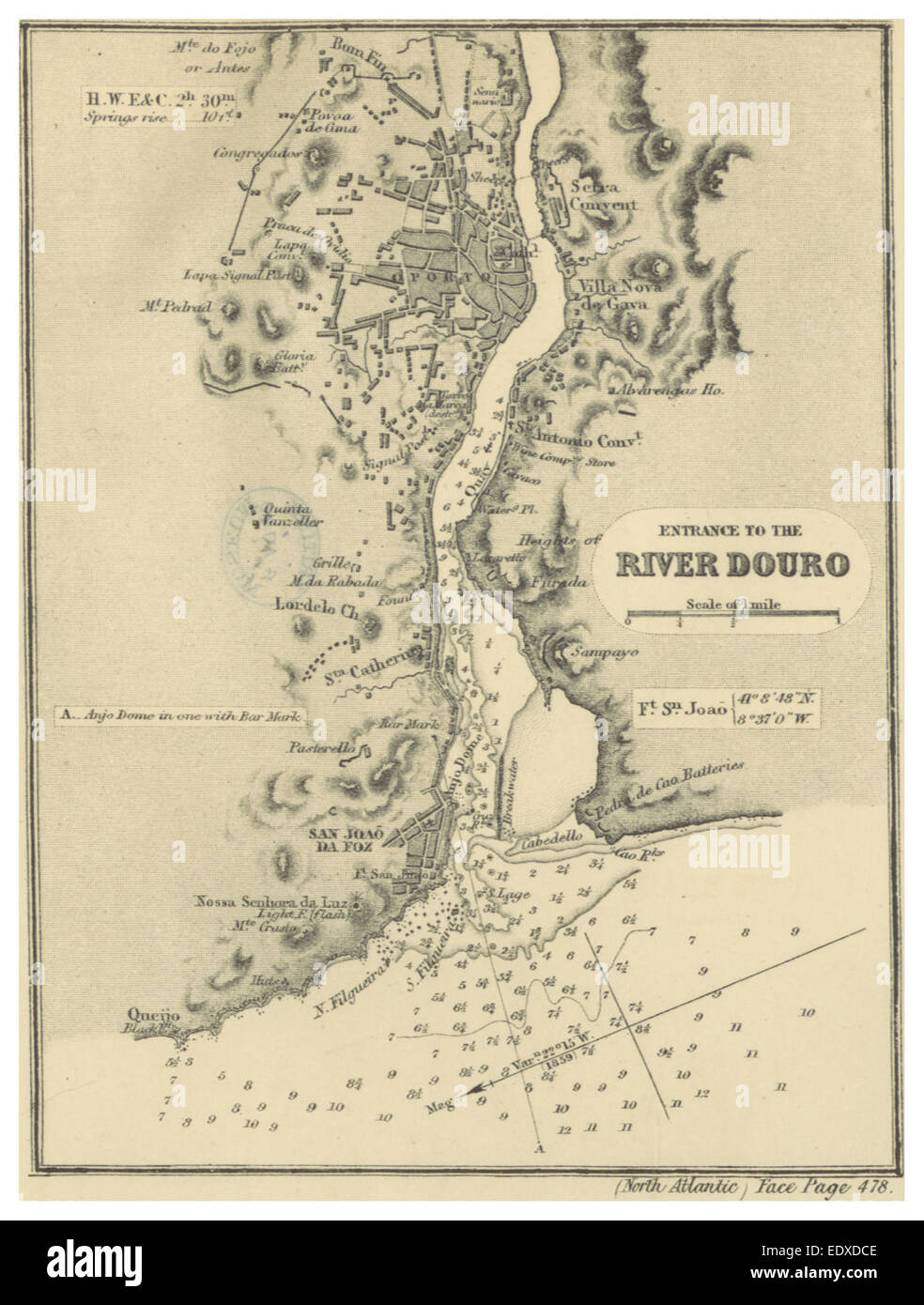 An 1869 illustration of the River Douro, located in Portugal. The ...