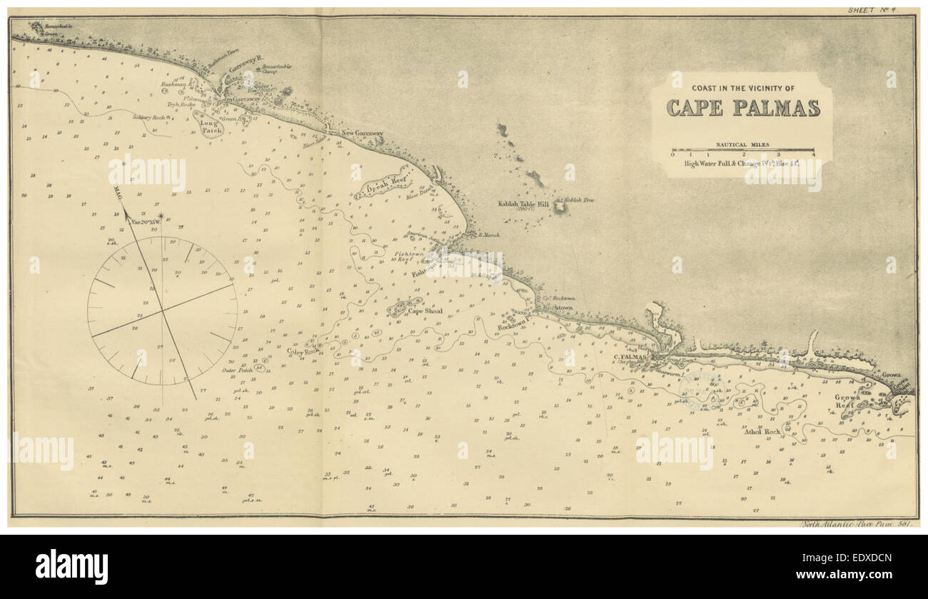 This 1869 illustration by Rosser depicts Cape Palmas in Liberia ...