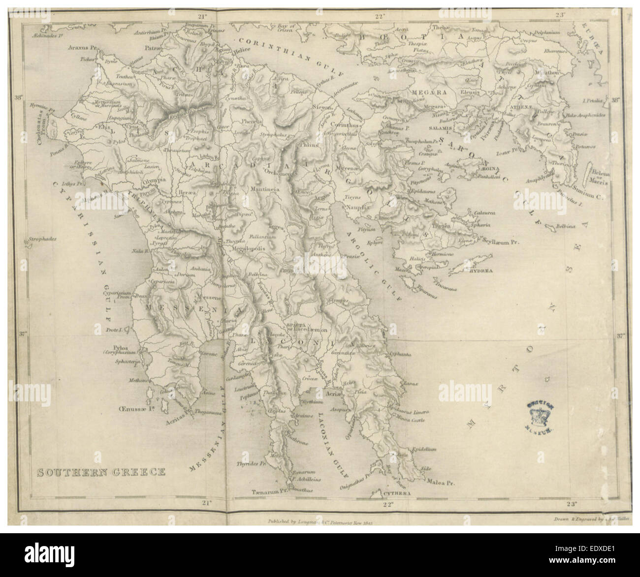 Southern ancient greece map hi-res stock photography and images - Alamy