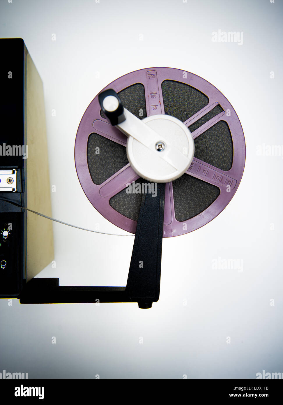 A vintage 8mm movie editing desktop with editing machine body part and ...
