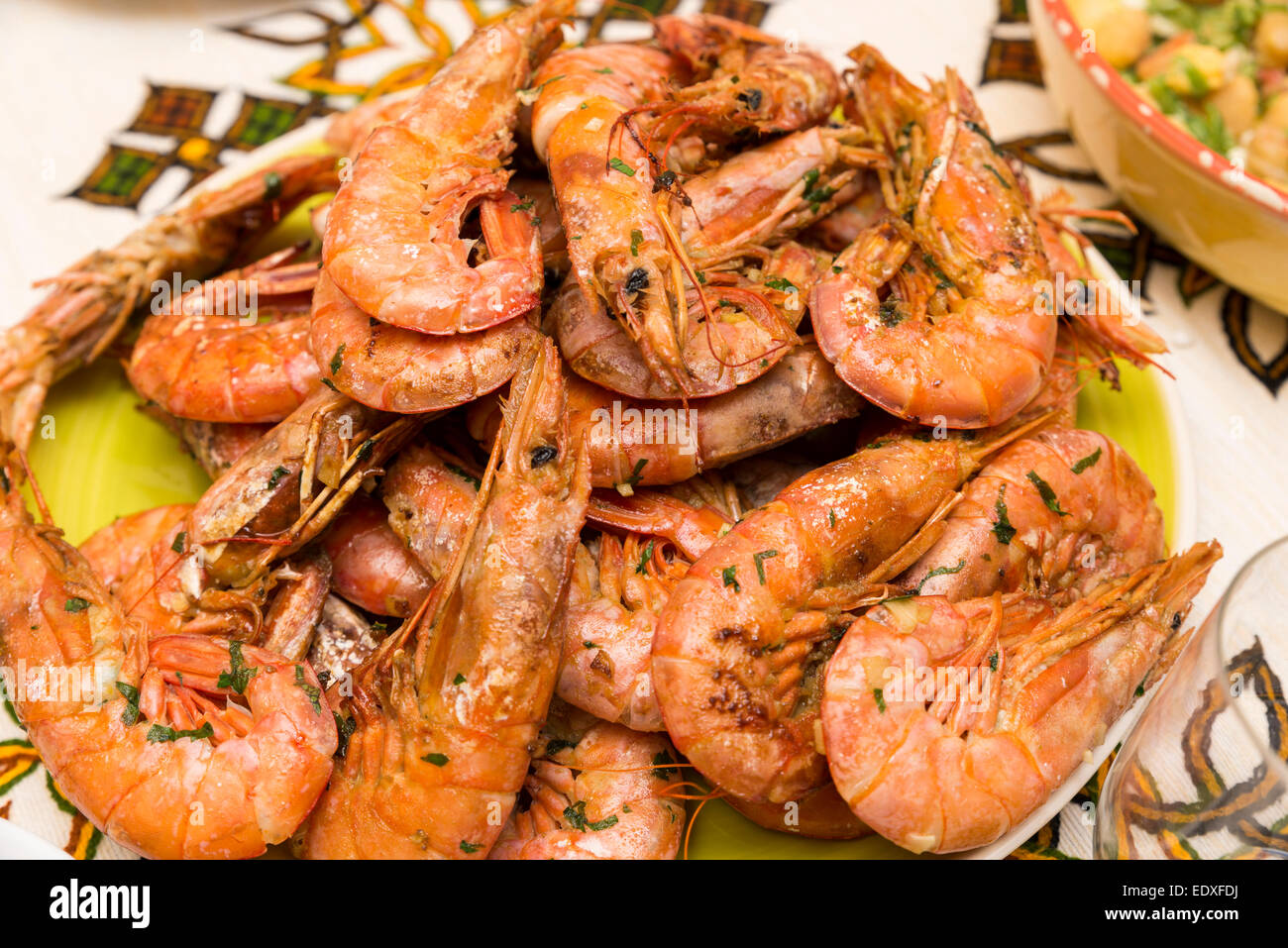 mediterranean shrimp dish on the table Stock Photo - Alamy