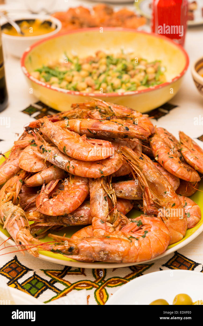 mediterranean shrimp dish on the table Stock Photo - Alamy