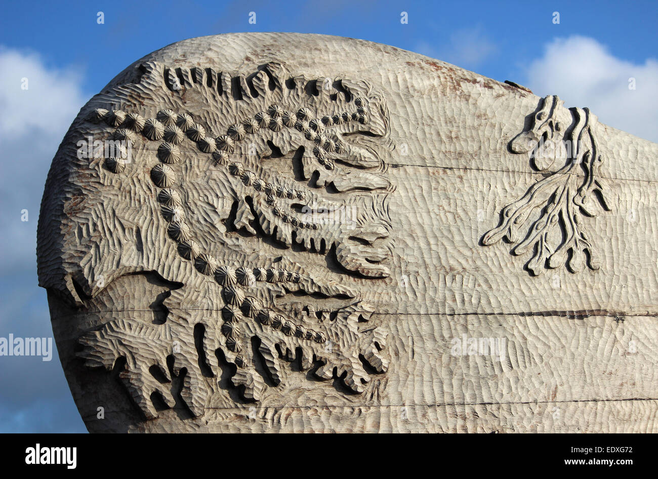 Details carved in Giant Ogre's Paddle by John Merrill, an art work in ...