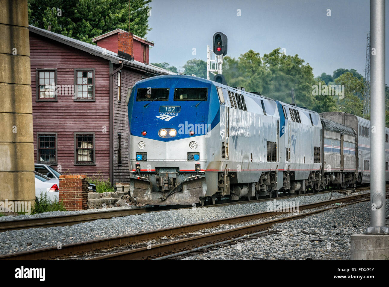 Amtrak P42DC Locomotives No 157 & 94 passing Brunswick, MD Stock Photo - Alamy